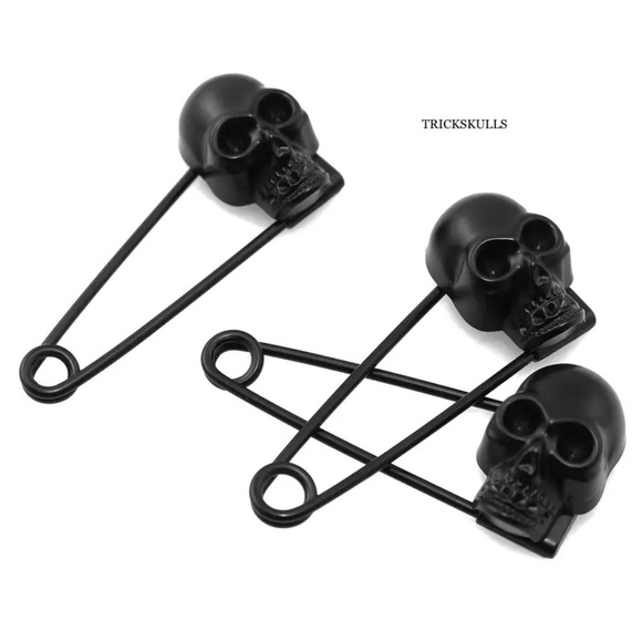 TRICKSKULLS | Holiday | 3 Black Skeleton Skull Safety Pins Clothing ...